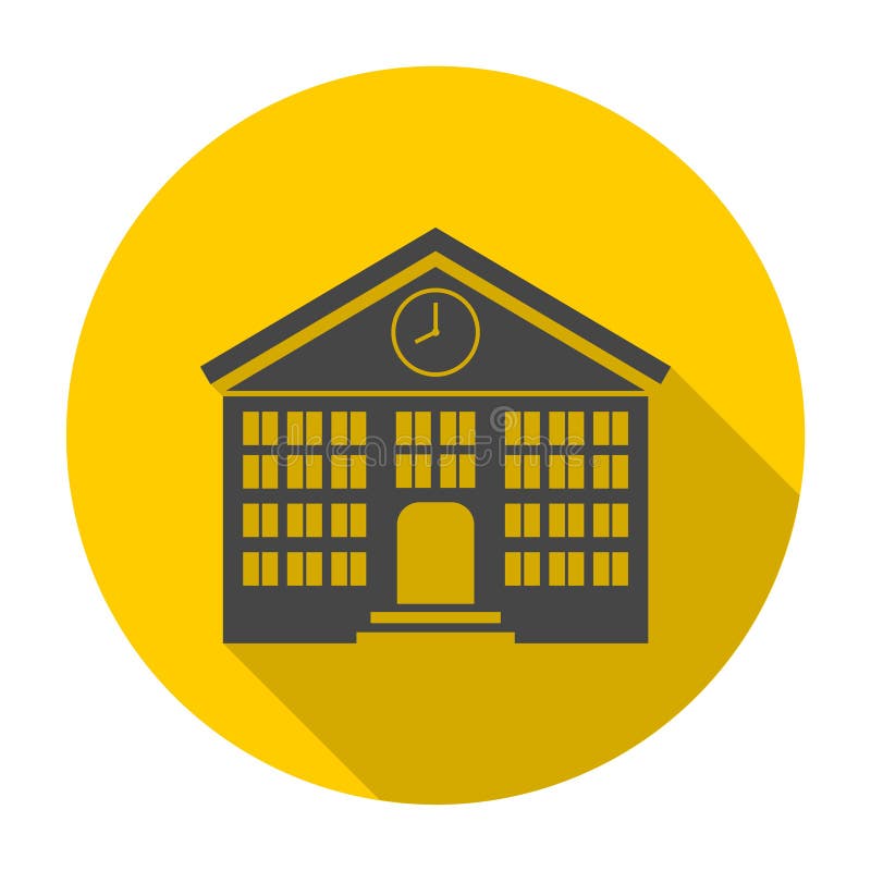 School Building Icon with Long Shadow Stock Vector - Illustration of ...