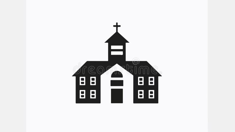 Modern School Building Icon for Education Concept Stock Vector ...