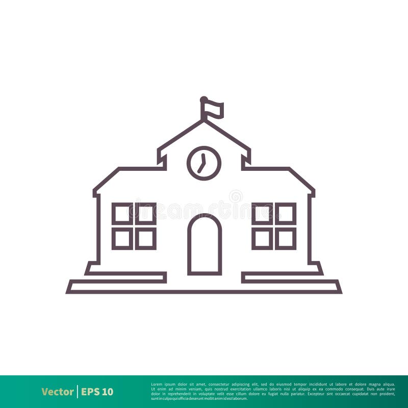 School Building Icon Vector Logo Template Illustration Design. Vector ...