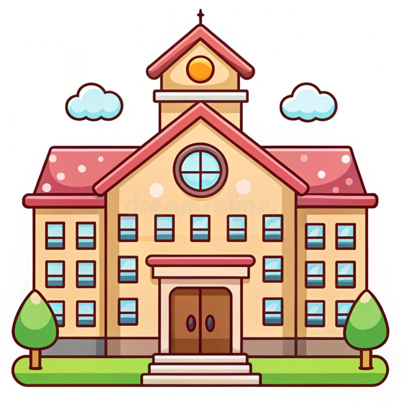School Building Illustration, Sunny Day, Learning, Education, Design ...