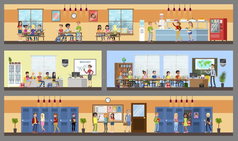 School building interior stock vector. Illustration of globe - 121797023