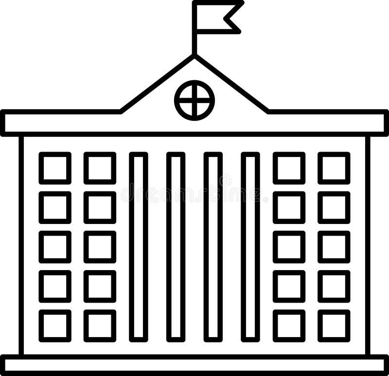 School Building Line Icon, College or University Vector Illustration ...