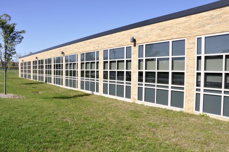 School Building With Many Windows Stock Image - Image of middle, public ...