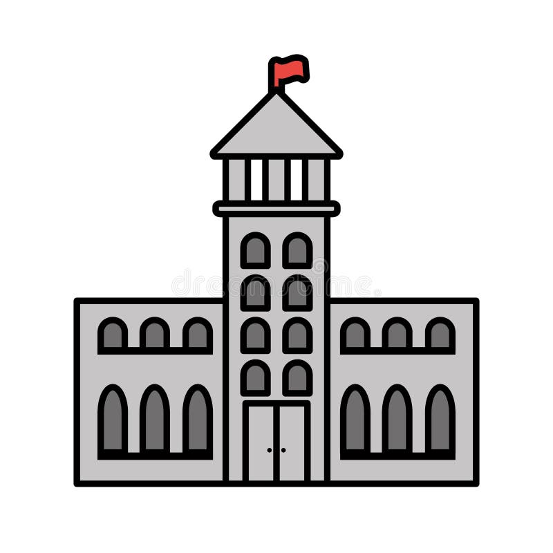 School Building Place Isolated Icon Stock Vector - Illustration of ...