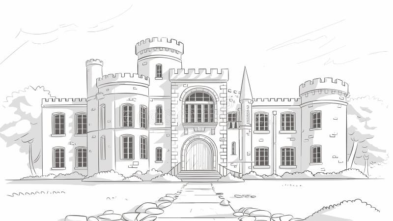 A School Building Transformed into a Magical Castle, Glowing with ...