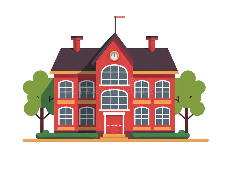 A School Building Vector Flat Minimalistic Isolated Illustration, Cut ...