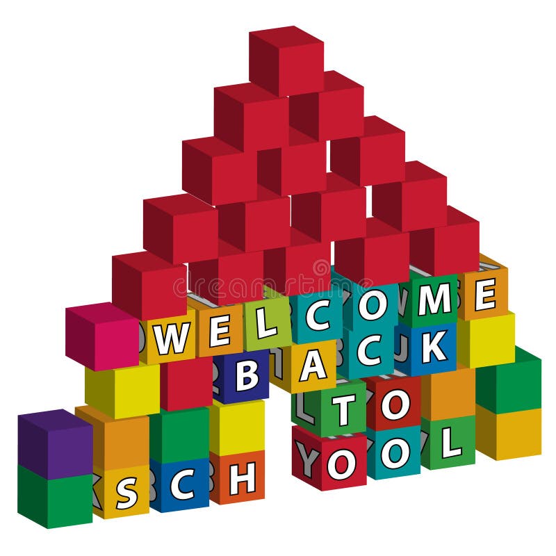 School built of toy blocks stock vector. Illustration of cube - 10062146