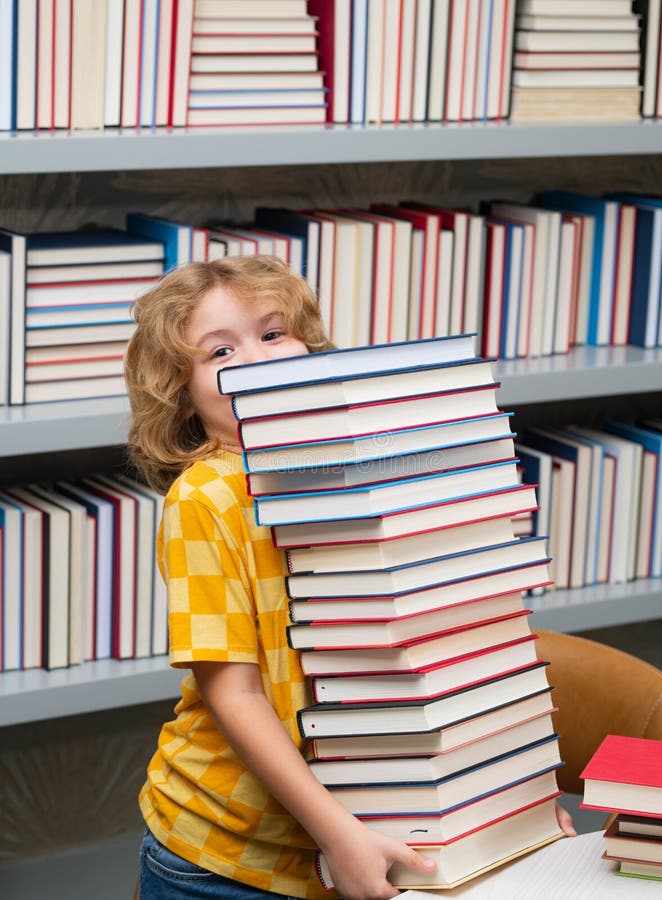 School Bullying. School Child Studying in School Library. Kid Reading ...