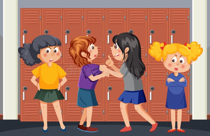 School Bullying with Student Cartoon Characters Stock Vector ...