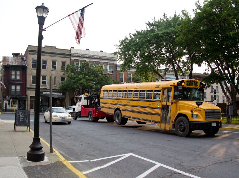School Bus Being Towed editorial stock image. Image of towing - 77938519