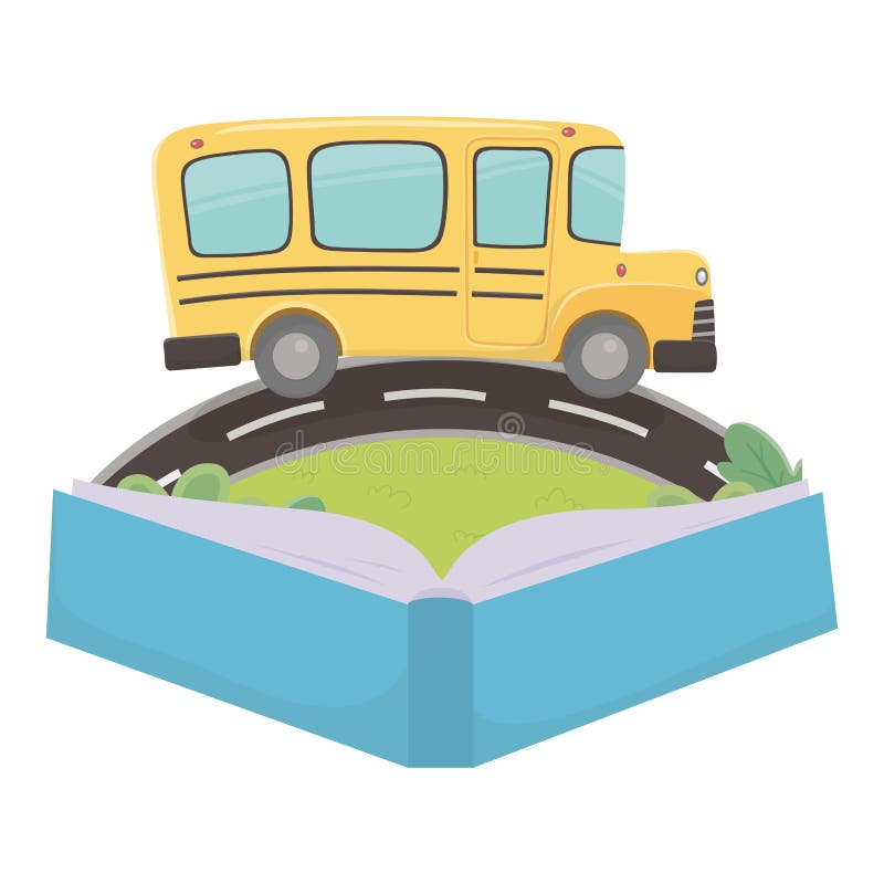 School bus and book design stock vector. Illustration of learning ...