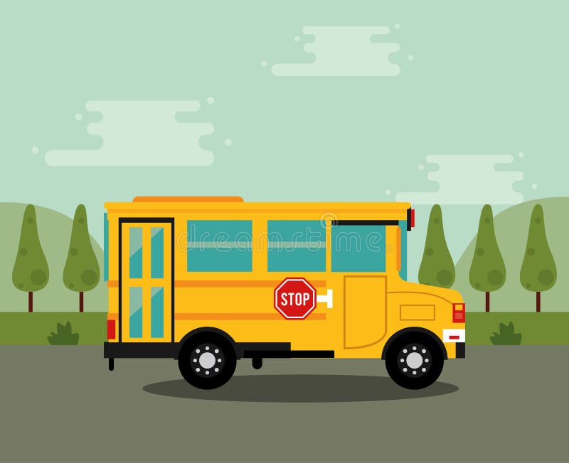 School bus in the camp stock vector. Illustration of yellow - 232609175