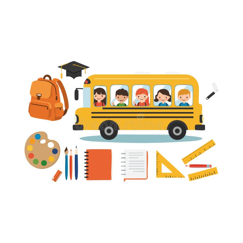 School Bus Educational Supplies Stock Illustrations – 1,191 School Bus ...