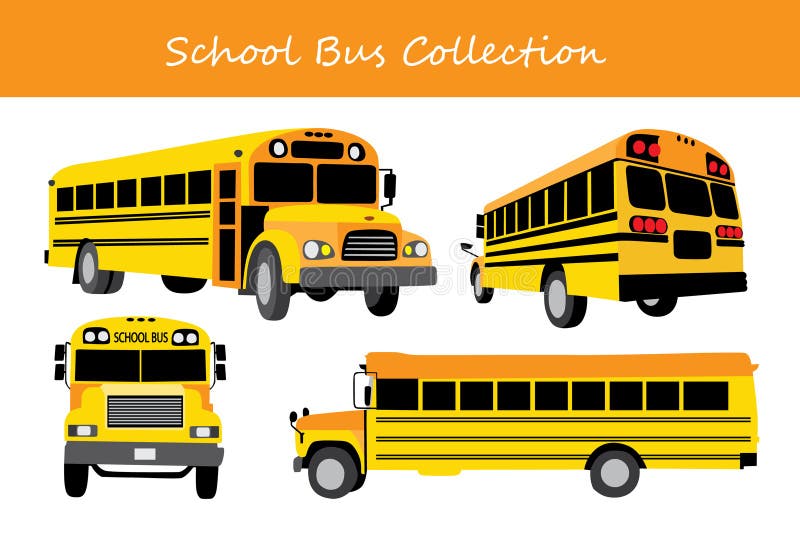 School Bus Collection. School Bus in Different Poses. Vector ...
