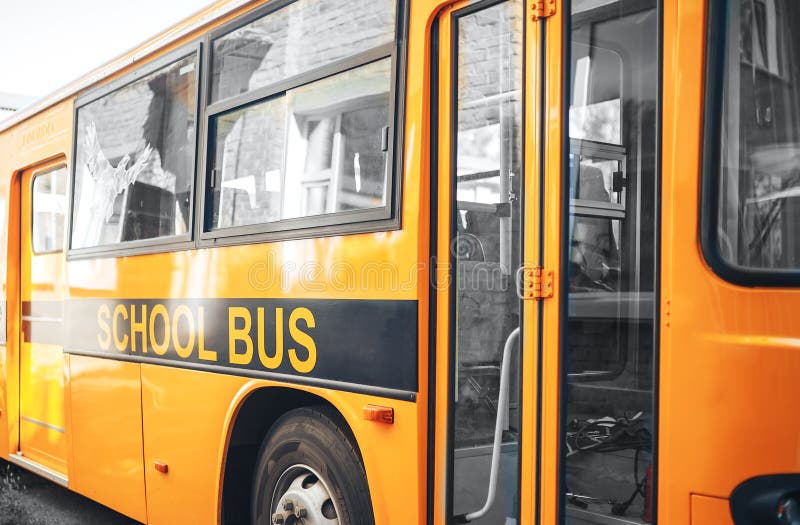 School Bus Color Year 2021, Yellow and Gray Stock Photo - Image of ...