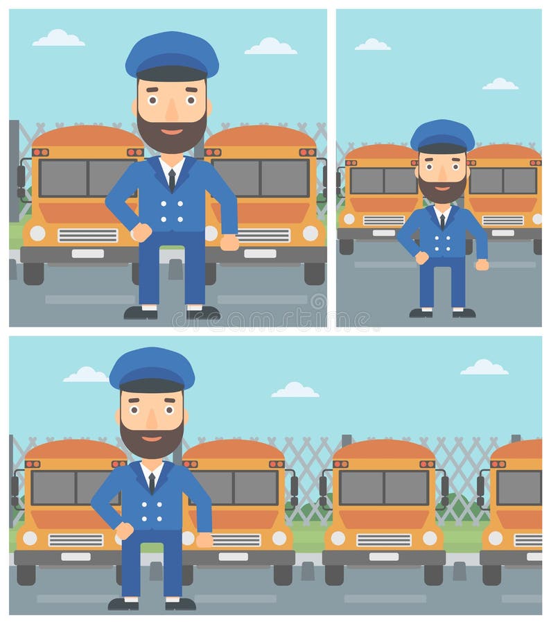 School Bus Driver Vector Illustration. Stock Vector - Illustration of ...
