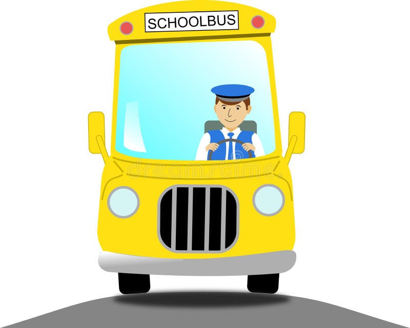 School Bus Driver in a Yellow School Bus Stock Illustration ...