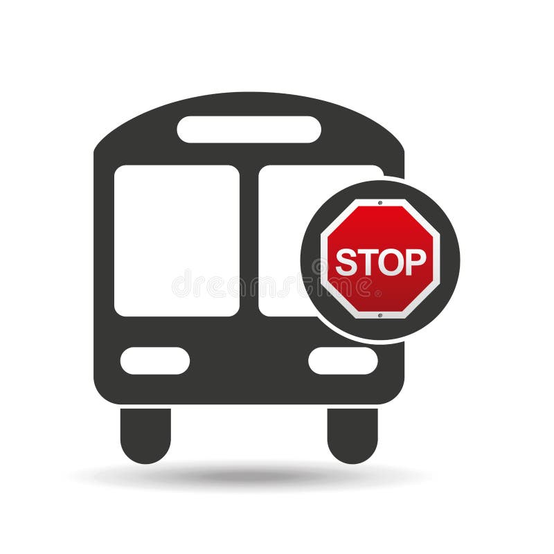 School Bus Front Stop Road Sign Design Stock Vector - Illustration of ...
