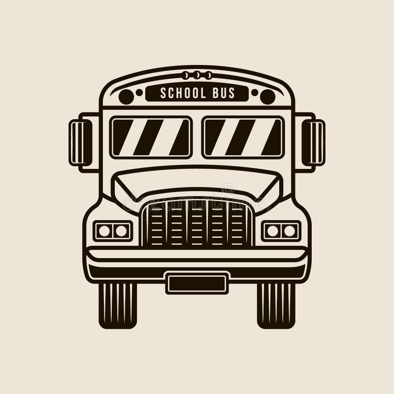 School Bus Front View Vector Object or Graphic Design Element, Simple ...