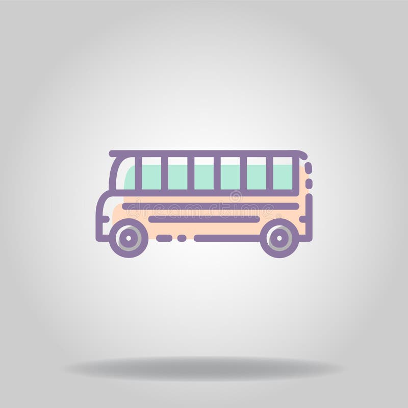 School Bus Icon or Logo in Pastel Color Stock Vector - Illustration of ...