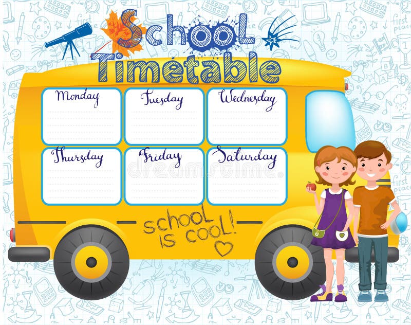 School timetable stock vector. Illustration of student - 20770810
