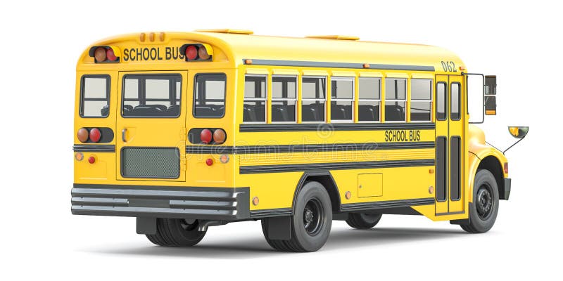 School Bus Isolated on White Background. Back View Stock Illustration ...