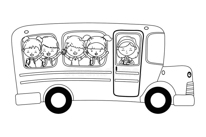 School bus and kids design stock vector. Illustration of learning ...