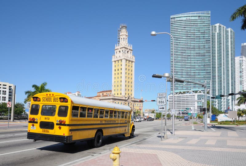 School Bus in Miami editorial stock photo. Image of street - 16591398