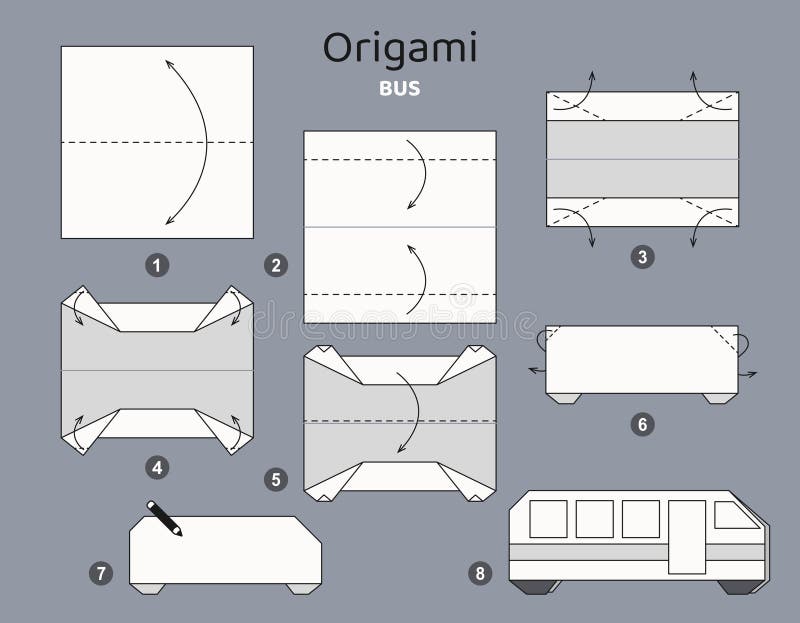 Step Step Instructions How To Make Origami Bus Stock Illustrations 8