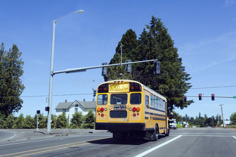 School Bus at Railroad Crossing Stock Photo - Image of stop, education ...