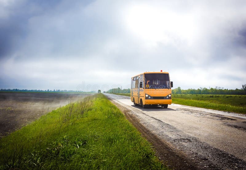 School bus on the road stock photo. Image of excursion - 81794992