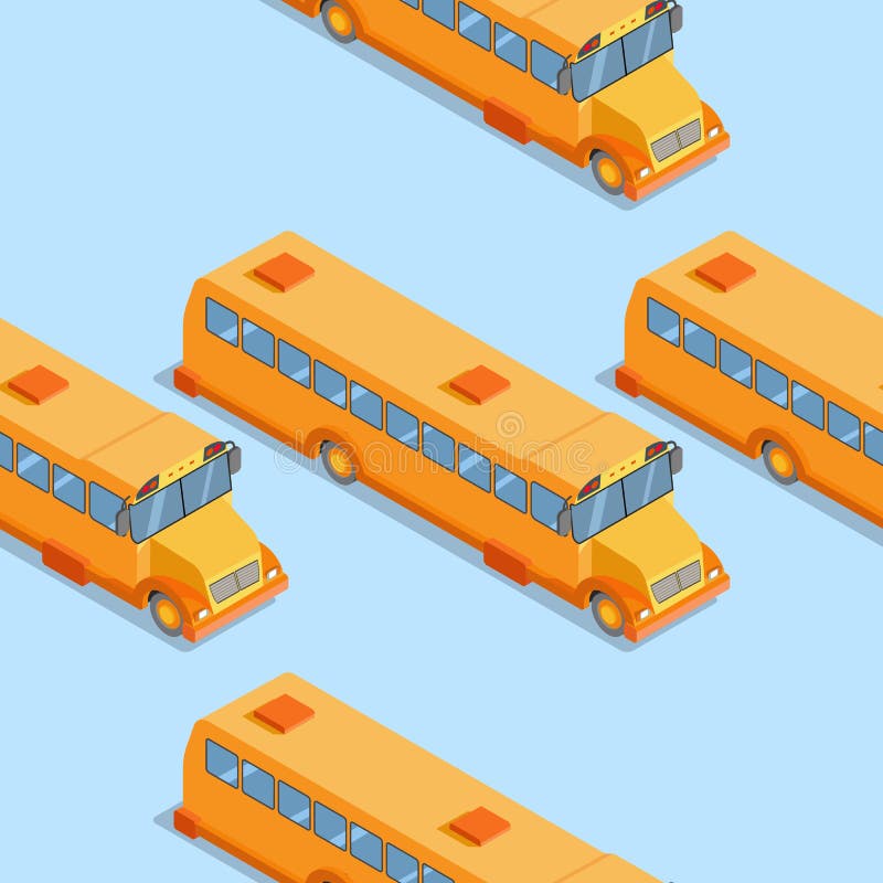 School Bus Seamless Pattern on Blue Background. Stock Vector ...