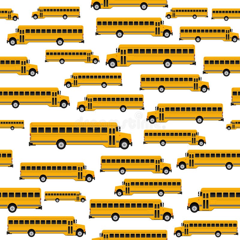 School Bus Seamless Pattern Stock Illustration - Illustration of design ...