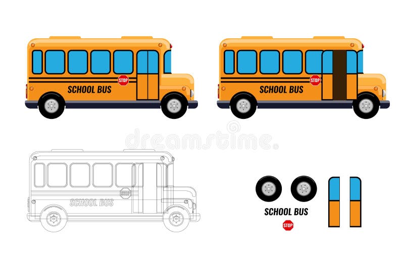 School Bus with Separate Elements Doors Open and Close for Your ...