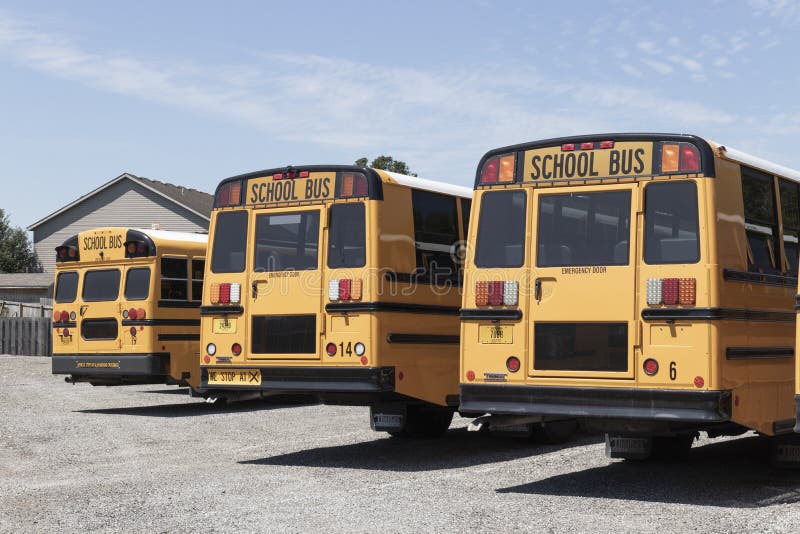 School Bus Staging Area Waiting for Students. School Buses are an ...