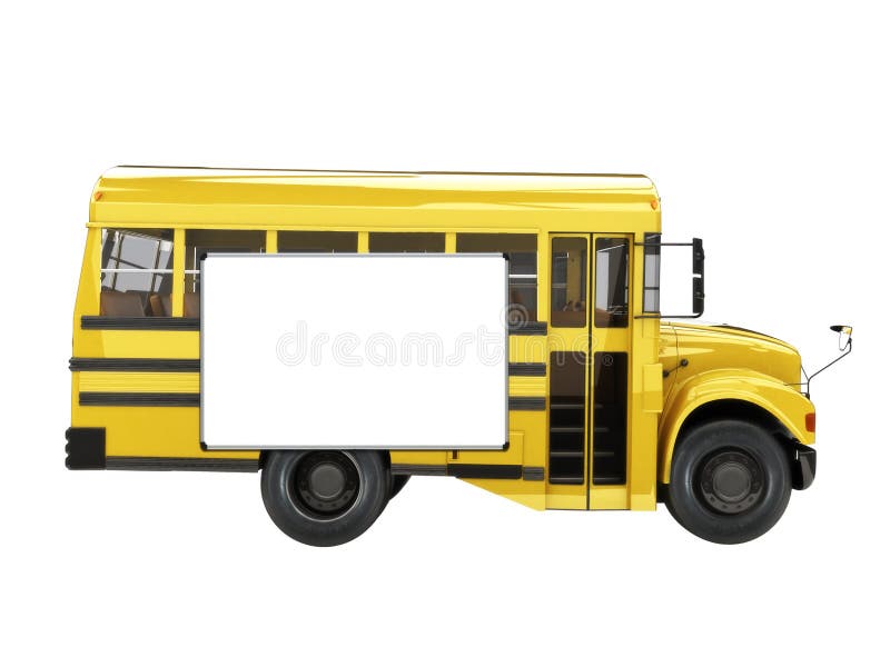 Short School Bus With Advertisement Stock Illustration - Illustration ...