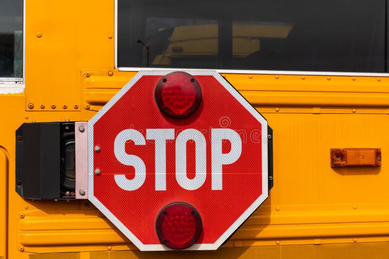 School Bus Stop Sign stock image. Image of side, windows - 271804885
