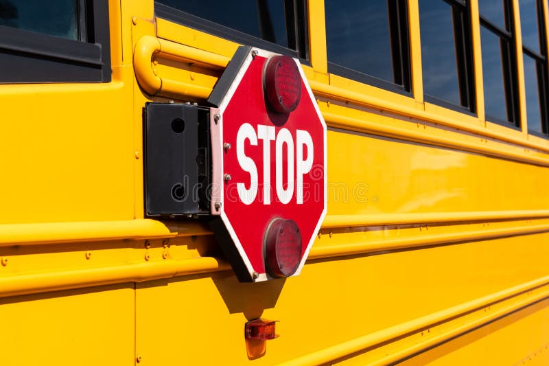School Bus Stop Sign stock photo. Image of school, transportation ...