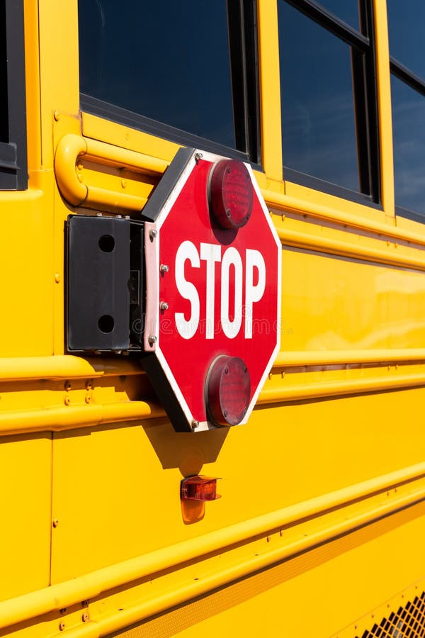 School Bus Stop Sign stock image. Image of fall, windows - 293215471