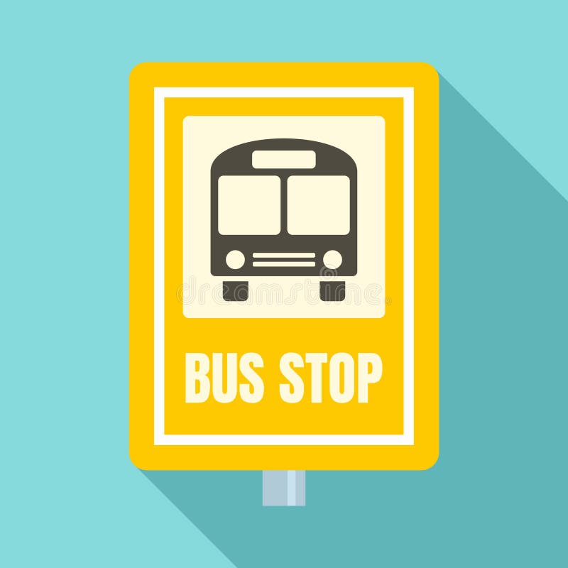 School Bus Stop Sign Icon, Flat Style Stock Vector - Illustration of ...
