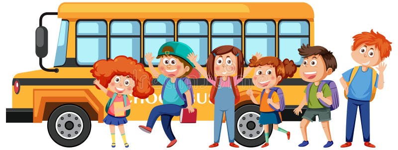 School Bus with Students Cartoon Stock Vector - Illustration of vector ...