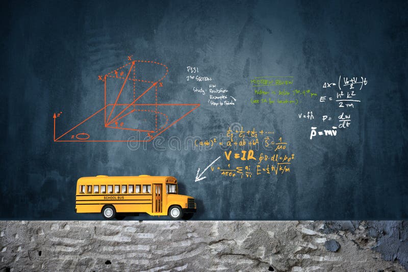 School Bus Toy Model and Math Formular. Stock Image - Image of math ...