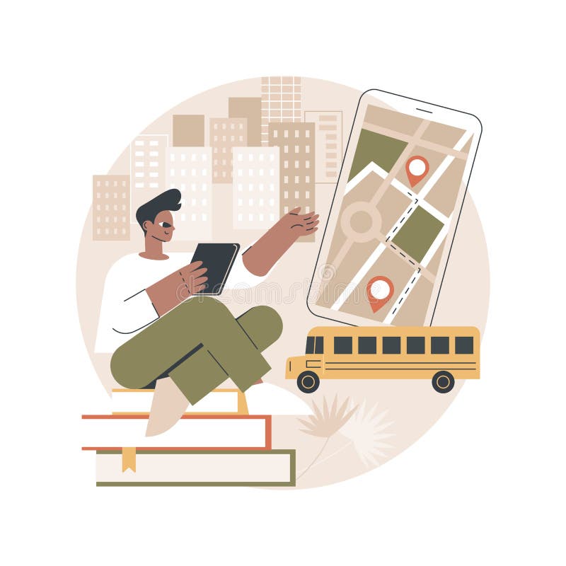School Bus Tracking System Abstract Concept Vector Illustration. Stock ...