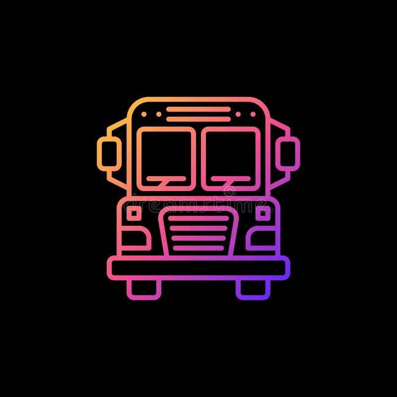 School Bus Vector Colored Line Icon. Schoolbus Transport Sign Stock ...