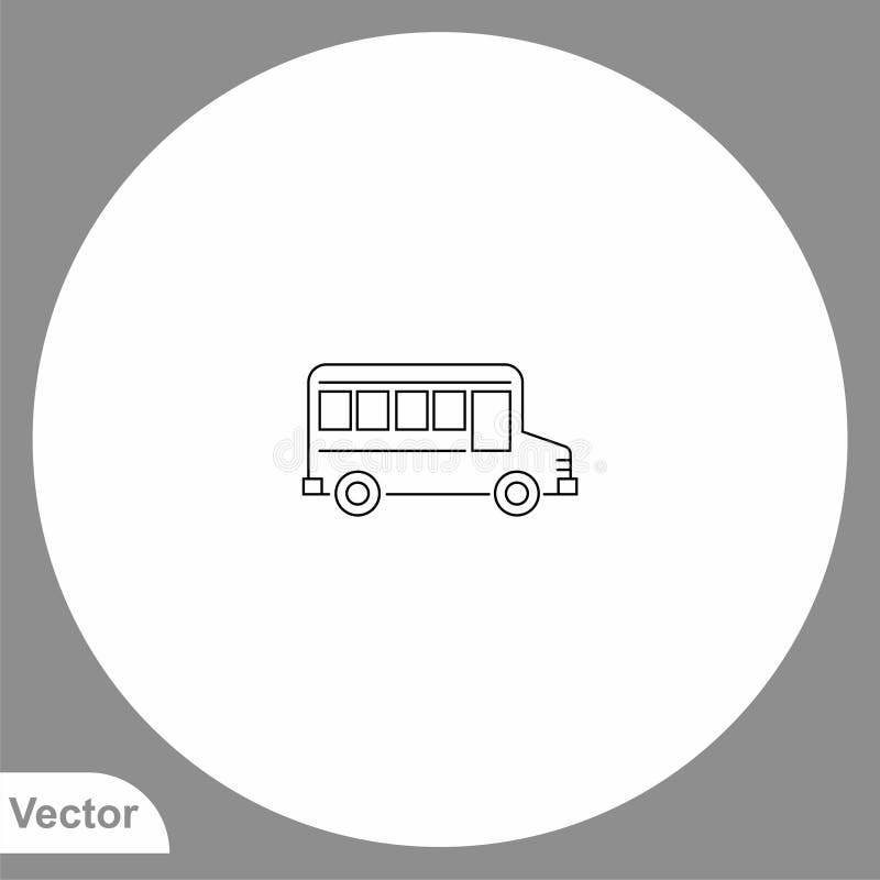 School Bus Vector Icon Sign Symbol Stock Vector - Illustration of ...