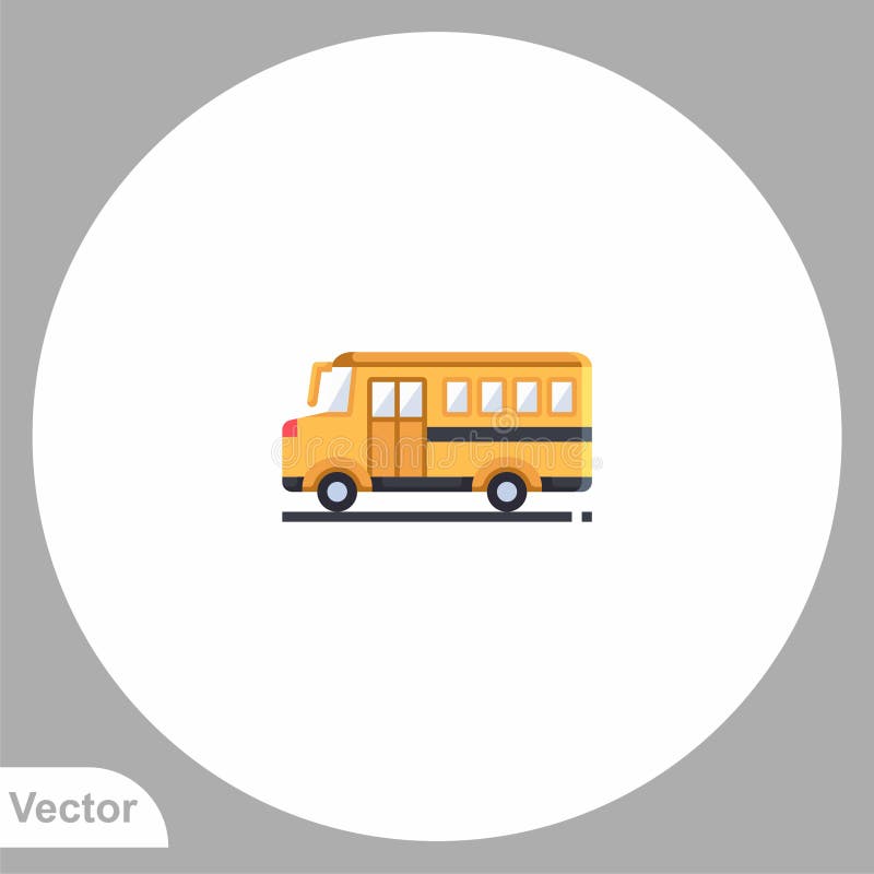 School Bus Vector Icon Sign Symbol Stock Vector - Illustration of ...