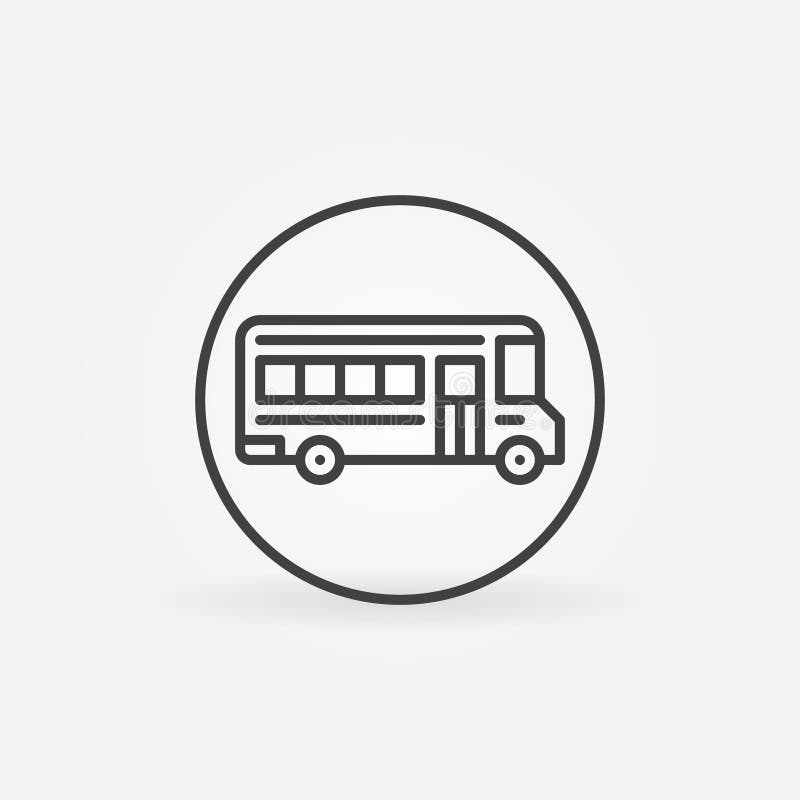 School Bus Vector Thin Line Concept Round Minimal Icon Stock Vector ...