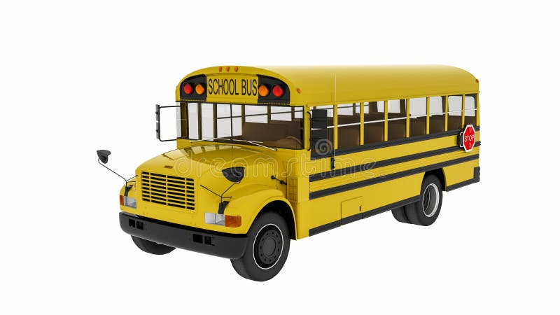 School Bus, Transportation Vehicle Isolated on White Background, Front ...