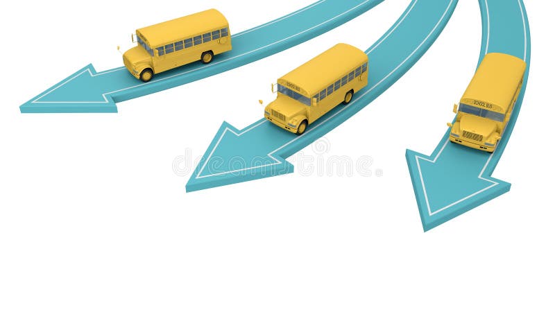 School Buses Go in Different Directions Stock Illustration ...
