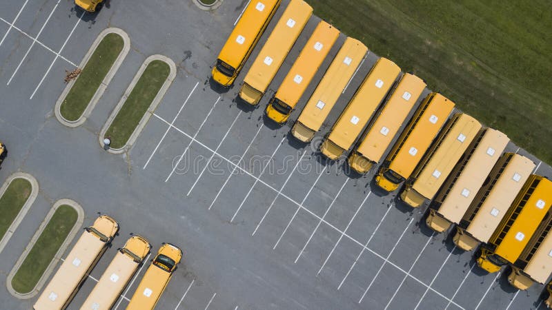 School Busses Parked at School Stock Image - Image of fleet, educate ...